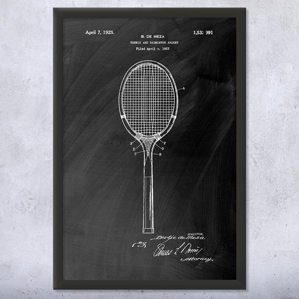 Tennis Racket Patent Wall Art Poster, Canvas or Framed Tennis Gifts Mom ...