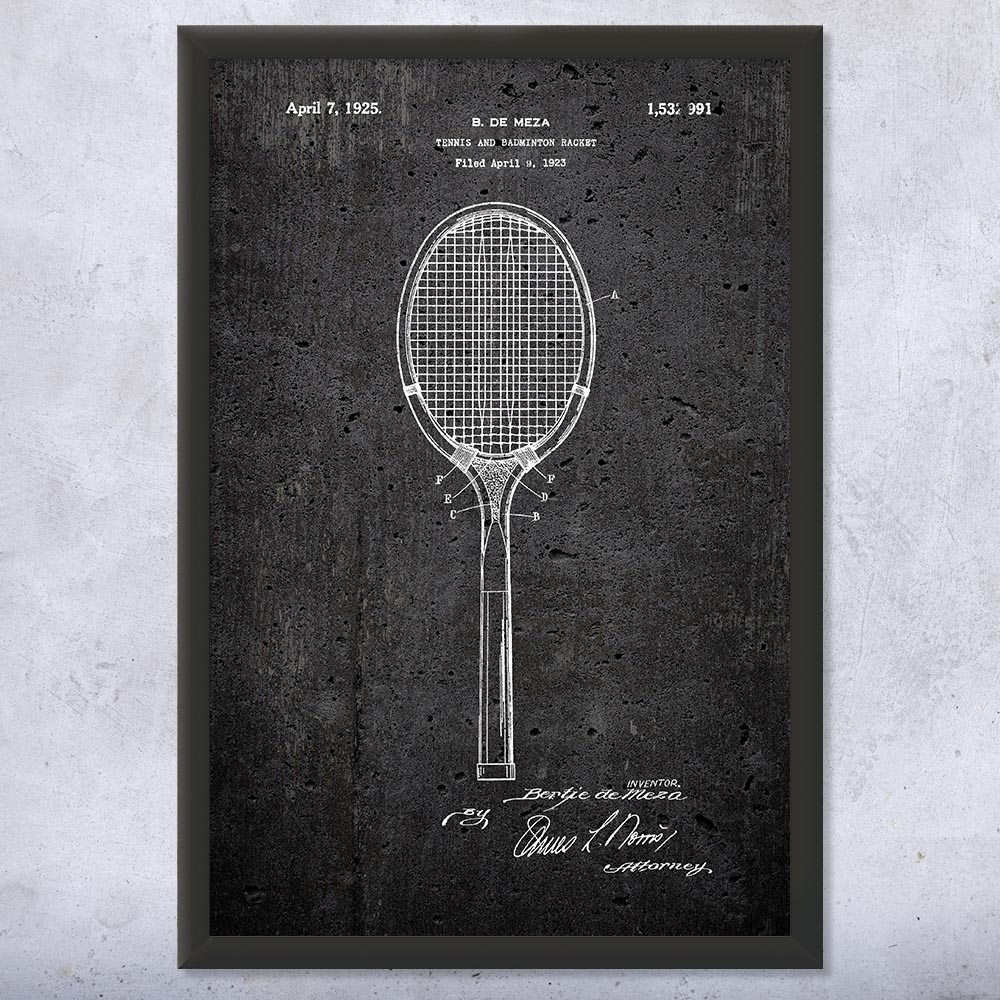 Tennis Racket Patent Wall Art Poster, Canvas or Framed Tennis Gifts Mom ...
