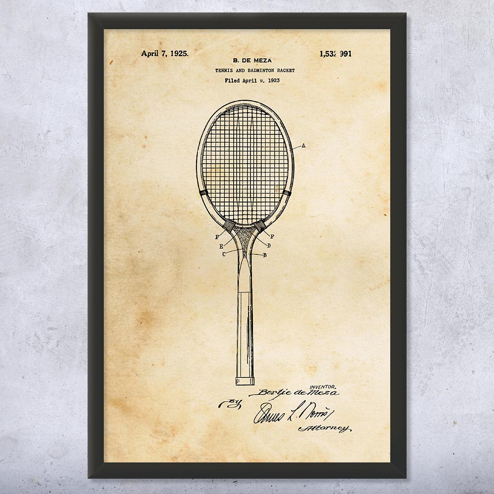 Tennis Racket Patent Wall Art Poster, Canvas or Framed Tennis Gifts Mom ...