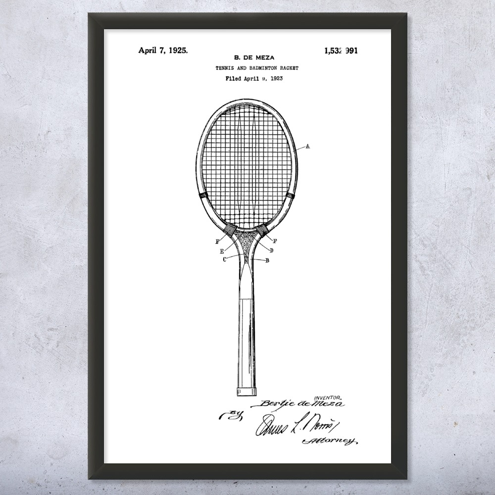 Tennis Racket Patent Wall Art Poster, Canvas or Framed Tennis Gifts Mom ...