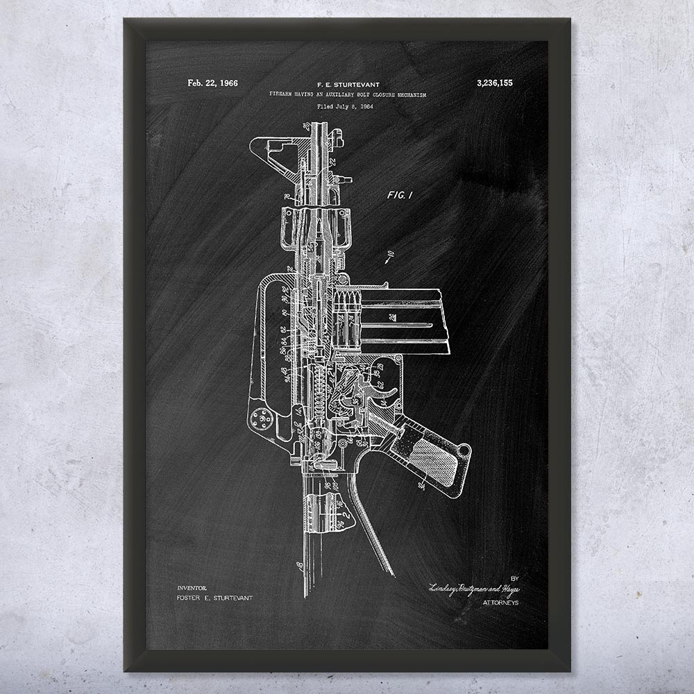 M16 Rifle Patent Wall Art: Gun Club Art, AR-15 Blueprint, Soldier Gift ...