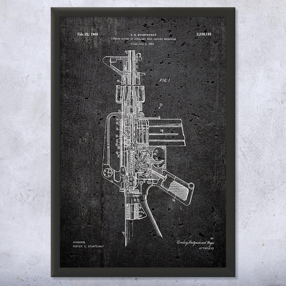 M16 Rifle Patent Wall Art: Gun Club Art, AR-15 Blueprint, Soldier Gift ...